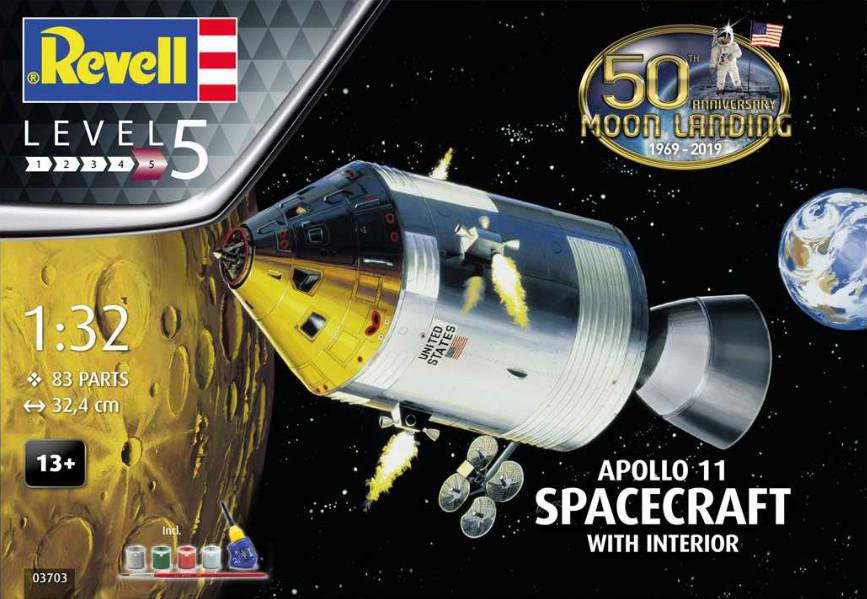 Revell Apollo 11 Spacecraft with Interior (50 Years Moon Landing) Gift ...