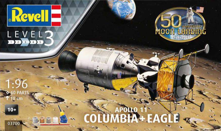 Revell Apollo 11 Columbia & Eagle (50 Years Moon Landing) Gift Set 1:96 ...