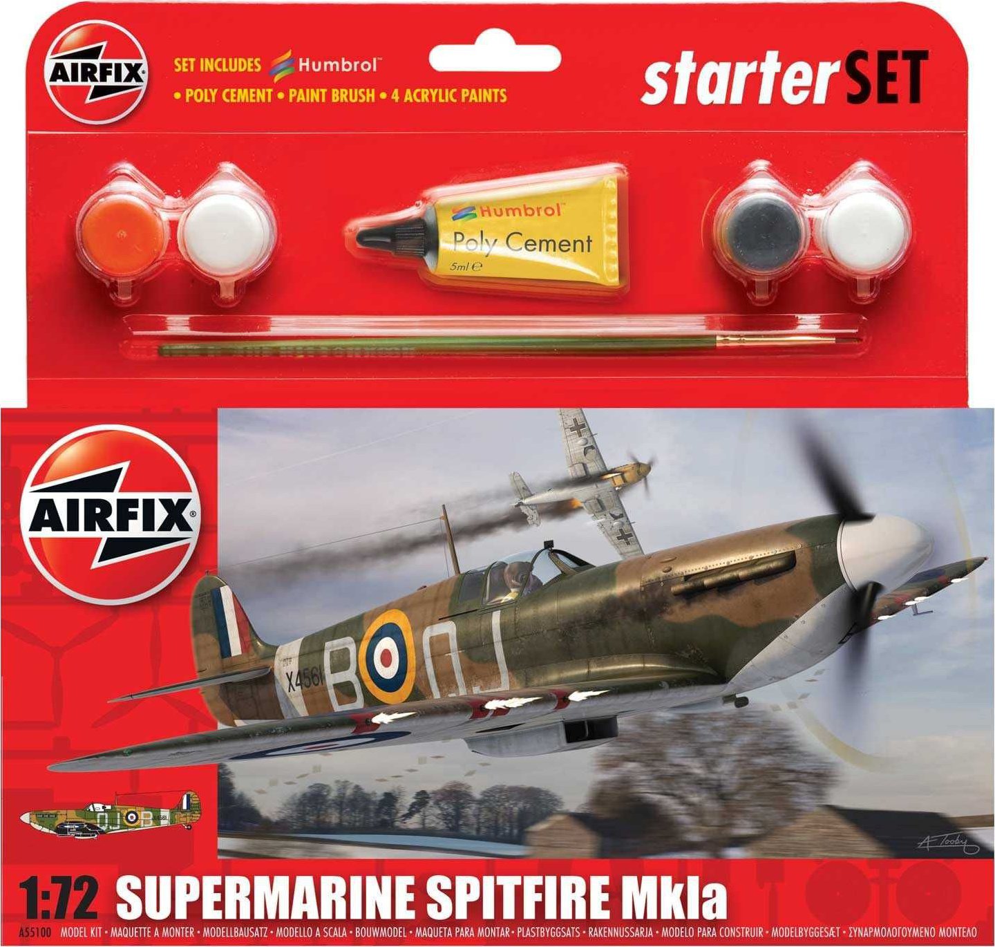 Airfix Starter Set Supermarine Spitfire Mk1a 1:72 - Zbozi.cz