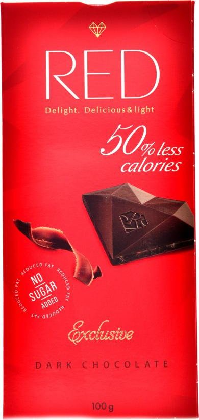RED Chocolate Hořká čokoláda Exclusive 50% less calories 100 g - Zbozi.cz