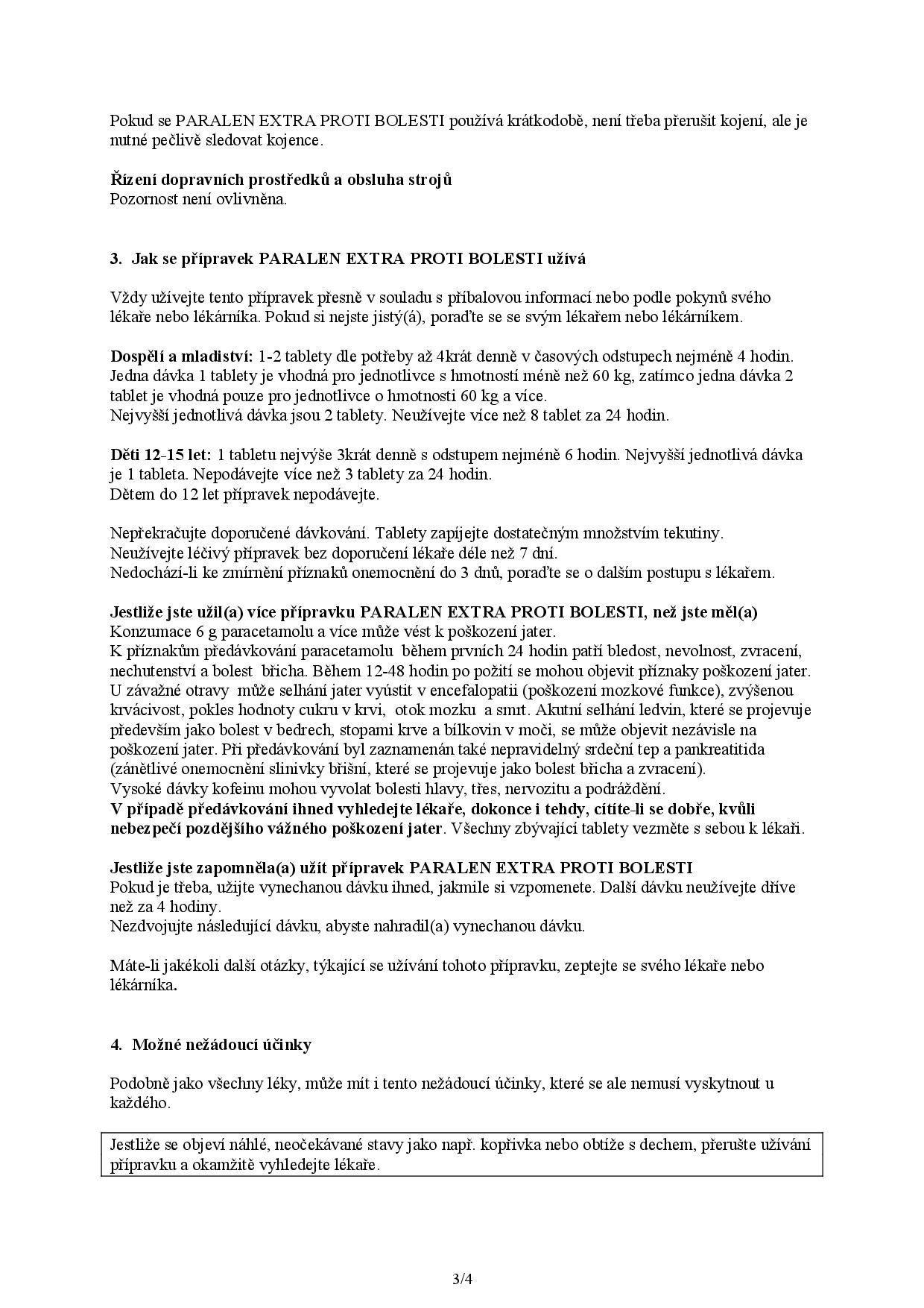 Příbalový leták Paralen Extra proti bolesti - Zbozi.cz