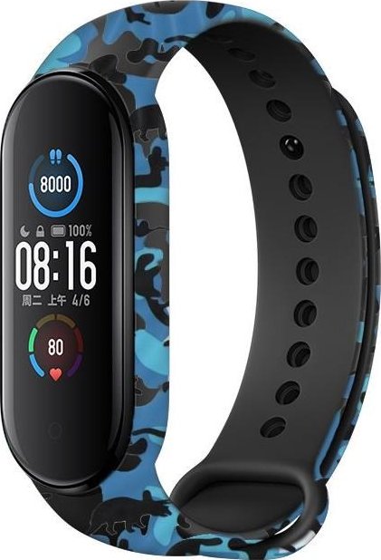 RhinoTech Pásek pro Xiaomi Mi Band 5 21 cm maskáčový modročerný - Zbozi.cz