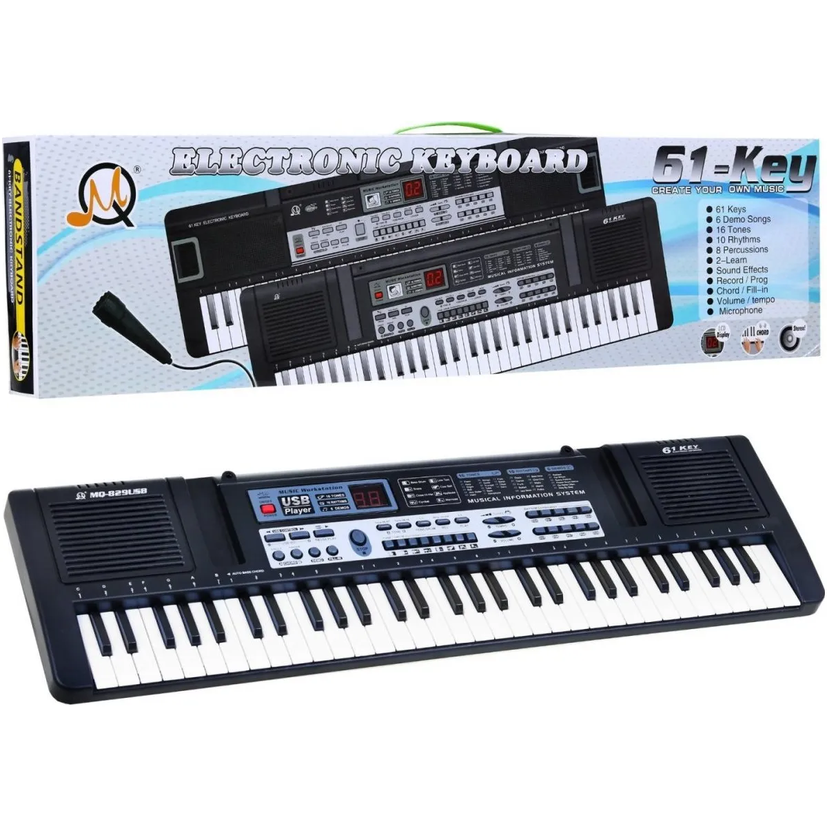 Foto Hudební nástroj pro děti Keyboard MQ-829USB s mikrofonem 61 kláves ...