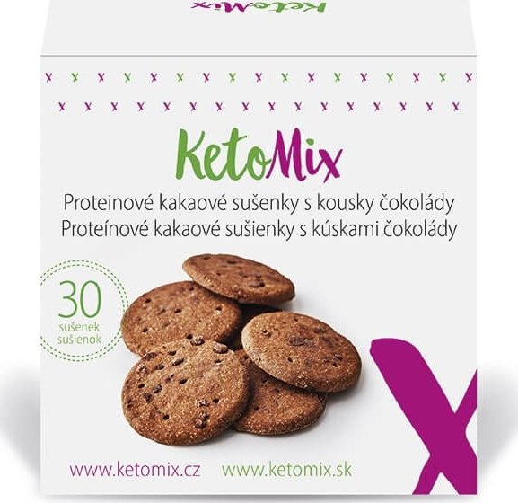 KetoMix Proteinové kakaové sušenky s kousky čokolády 225 g - Zbozi.cz
