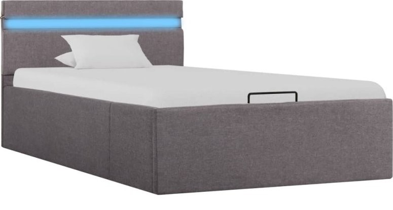Rám postele s úložným prostorem LED 285625 100 x 200 cm taupe textil ...
