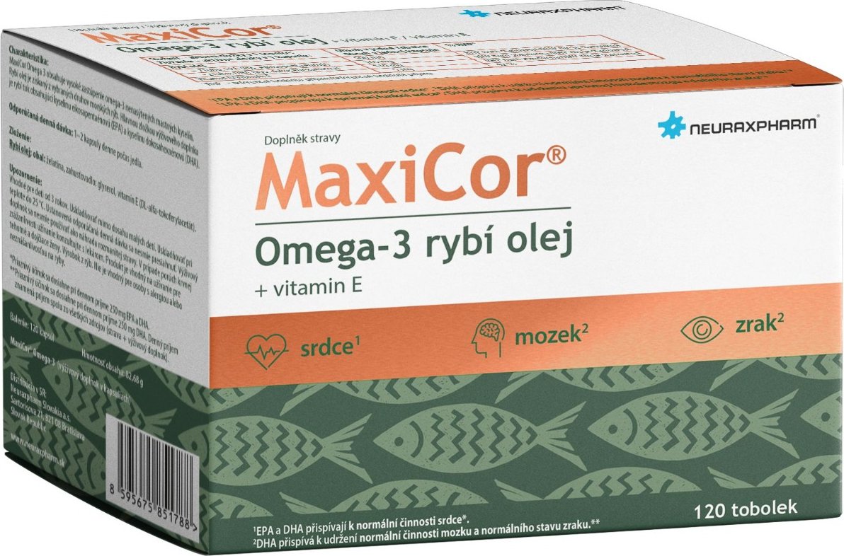 Neuraxpharm MaxiCor Omega-3 + Vitamin E od 126 Kč - Zbozi.cz