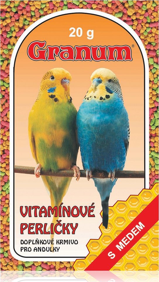 Granum Vitamínové perličky s medem doplňkové krmivo pro andulky 20 g ...