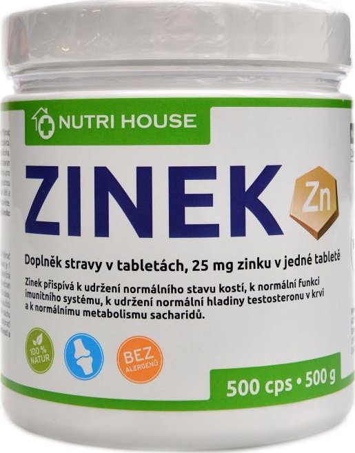 Nutrihouse Zinek 25 mg 500 tbl. od 314 Kč - Zbozi.cz