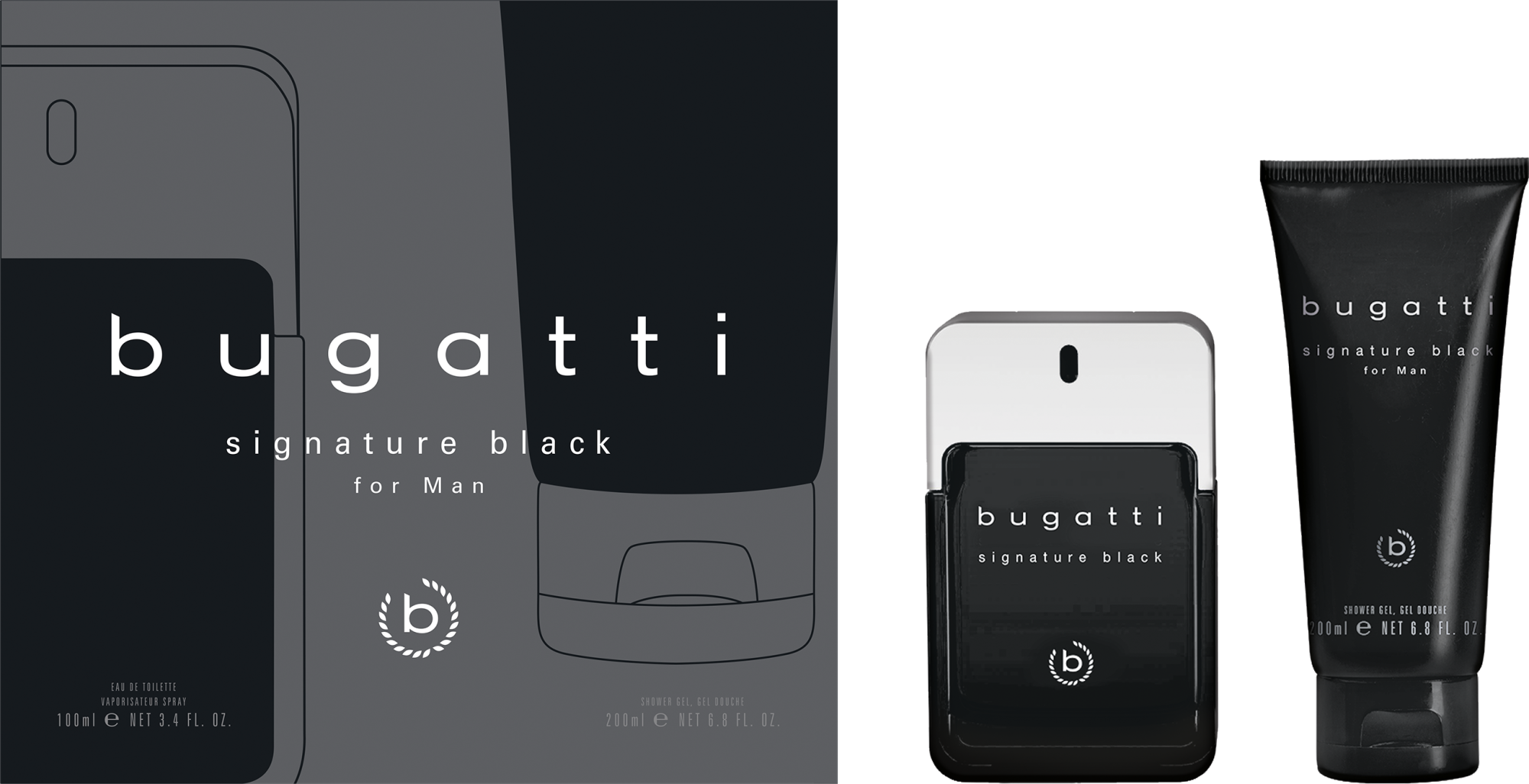 Bugatti Signature Black M EDT 100 ml + sprchový gel 200 ml od 664 Kč ...