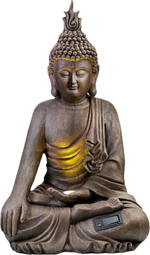 Socha Buddha Bhura se solárním osvětlením 25 x 20 x 40 cm - Zbozi.cz