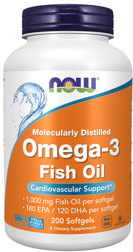 Now Foods Molecularly Distilled Omega-3 Fish Oil Softgels 200 cps. od ...
