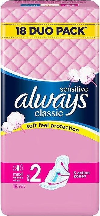 Always Sensitive Classic Maxi 18 ks - Zbozi.cz