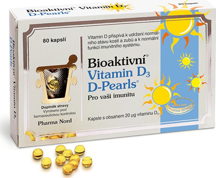 Pharma Nord Bioaktivní Vitamin D3 D Pearls 20 mcg 80 cps. od 184 Kč ...