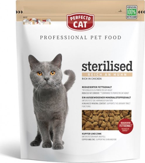 Perfecto Cat Premium Adult Sterilised Chicken 750 g od 63 Kč - Zbozi.cz