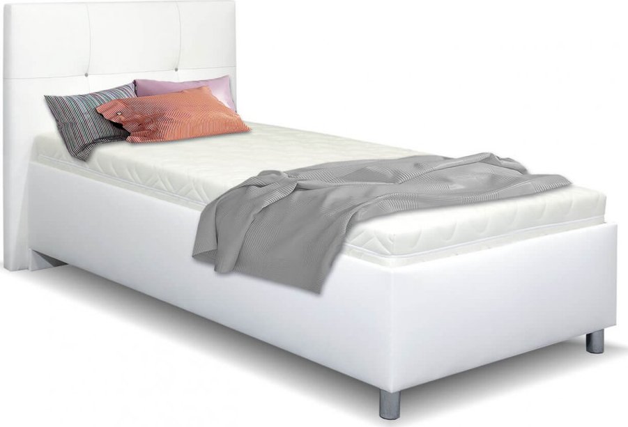 Čalouněná postel s úložným prostorem Crissy 90 x 200 cm bílá - Zbozi.cz