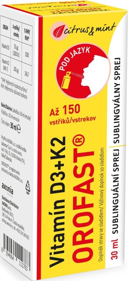 AXONIA Pharma Vitamín D3+K2 Orofast 30 ml od 451 Kč - Zbozi.cz