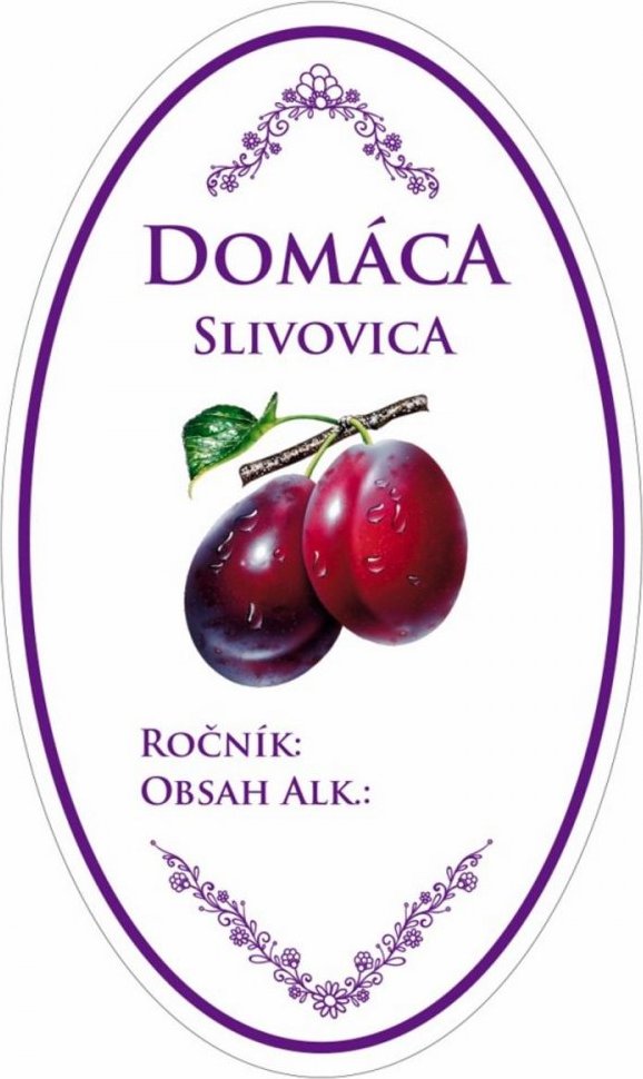 Samolepka na láhev Domáca slivovica ovál bílá 16 ks 10 x 6 cm - Zbozi.cz
