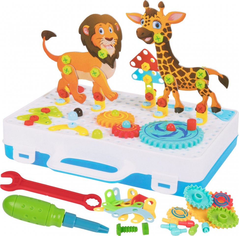 Magic Panel konstrukční 3D stavebnice se zvířátky a šroubovákem 209 ...