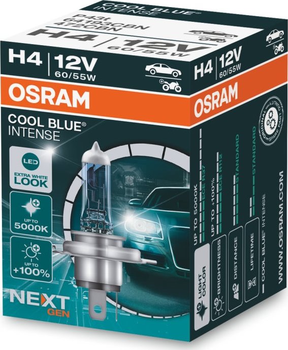 OSRAM Cool Blue Intense NextGen 64193CBN H4 12V 60/55W od 85 Kč - Zbozi.cz