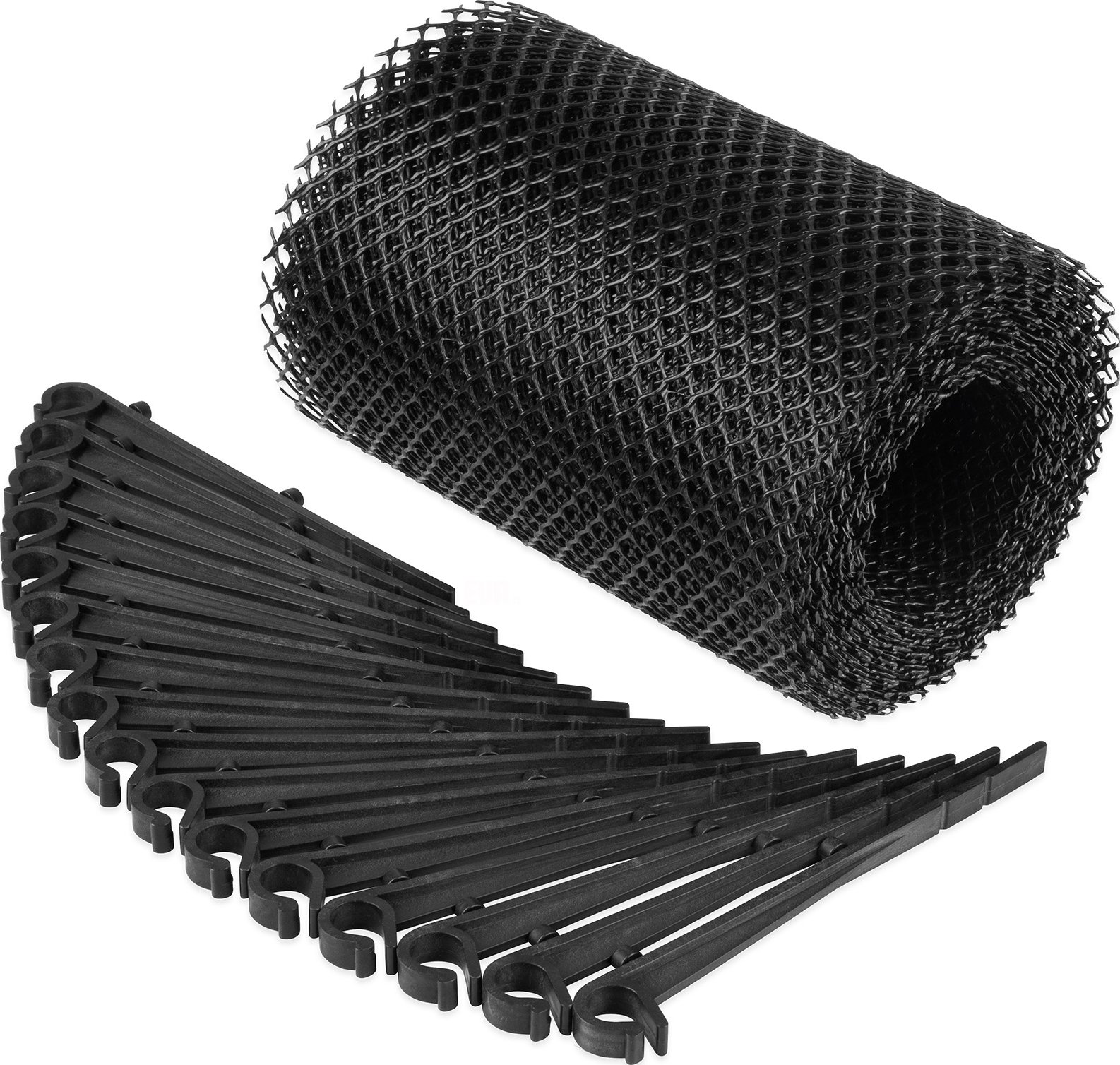 Strend Pro Zachytávač listí do okapu 6 m x 16 cm 16 klipů černý od 72 ...