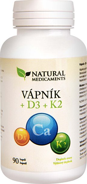 Natural Medicaments Vápník + D3 + K2 90 cps. - Zbozi.cz