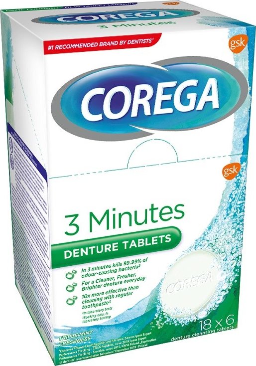 Corega Tabs 3 Minutes antibakteriální tablety 108 ks od 479 Kč - Zbozi.cz