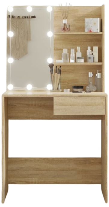 Toaletní stolek s LED 74,5 x 40 x 141 cm dub sonoma od 2 029 Kč - Zbozi.cz