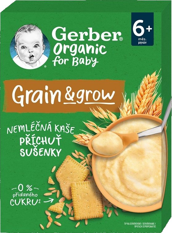 GERBER For Baby Organic nemléčná kaše BIO 200 g sušenky od 73 Kč - Zbozi.cz