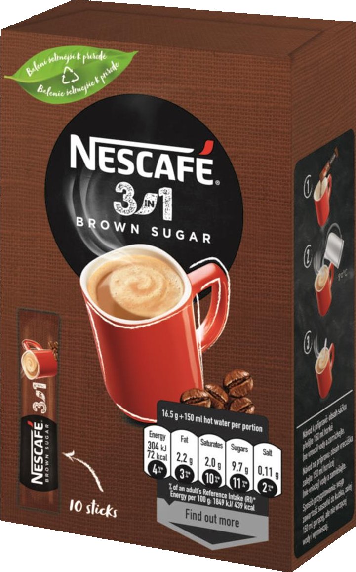 Nescafé 3v1 Brown Sugar, 10x 16,5 g od 44 Kč - Zbozi.cz