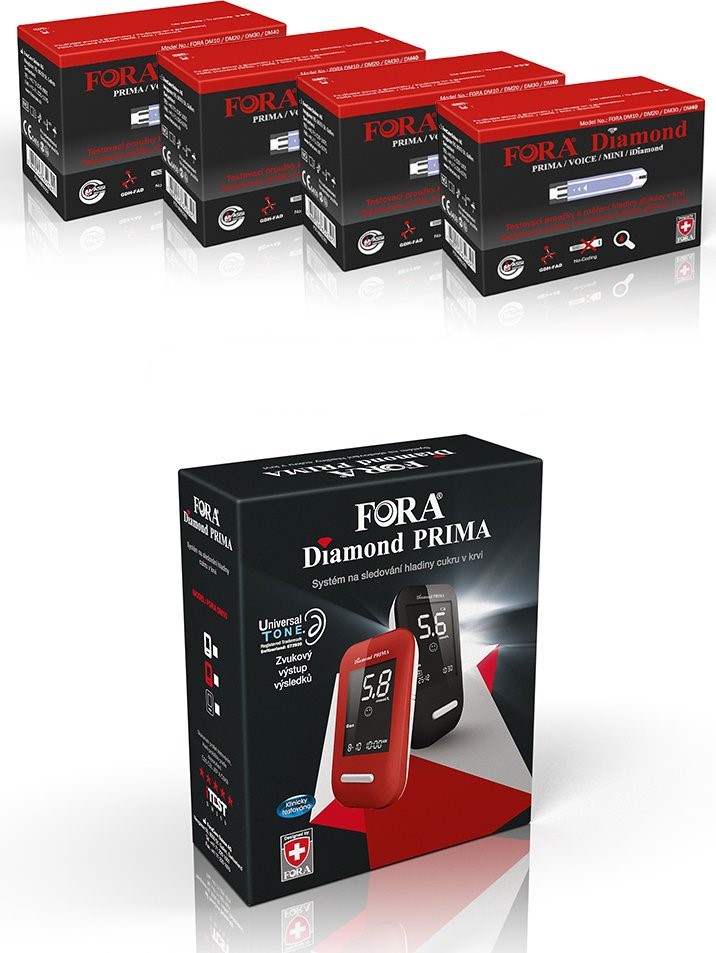 Fora Testovací proužky 4 ks + glukometr - Zbozi.cz