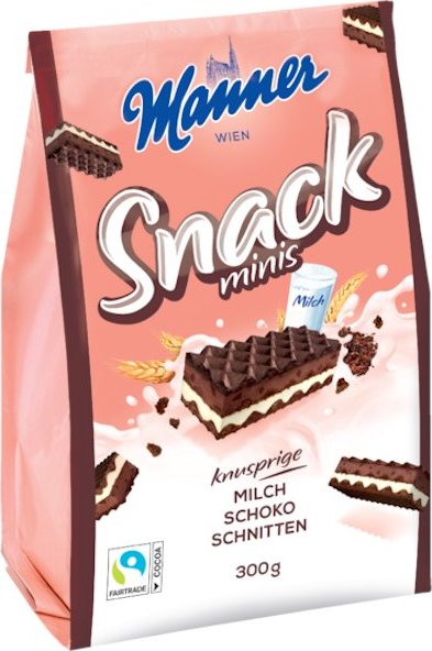 Manner Snack Minis Milk-Chocolate 300 g od 89 Kč - Zbozi.cz