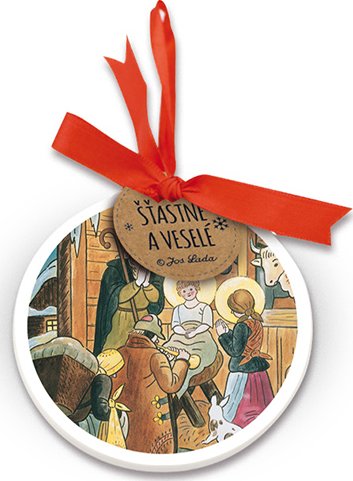 Kulatá keramická ozdoba Josef Lada betlém 8 x 0,5 cm - Zbozi.cz