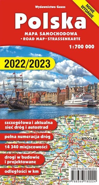 Mapa Polska 2022/2023 1:700 000 - Wydawnictwo Gauss [PL/EN/DE] (2022 ...