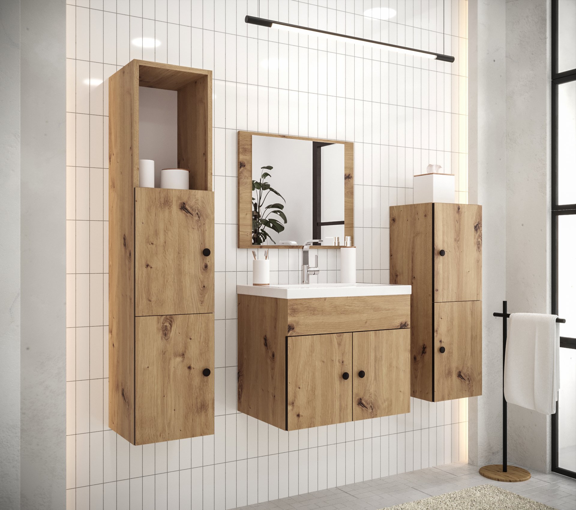 Koupelnová sestava Carlos 2 dub artisan/černá - Zbozi.cz