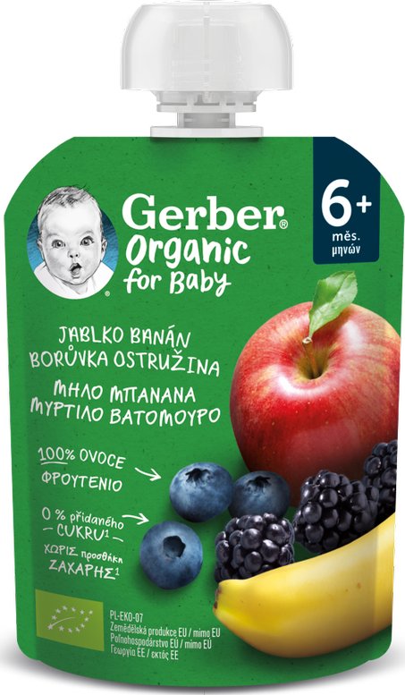 GERBER For Baby Organic for Baby BIO kapsička 90 g jablko/banán/borůvka ...
