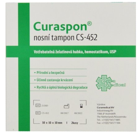 Curaspon Nosní tampon CS-452 50 x 10 x 10 mm 2 ks od 112 Kč - Zbozi.cz