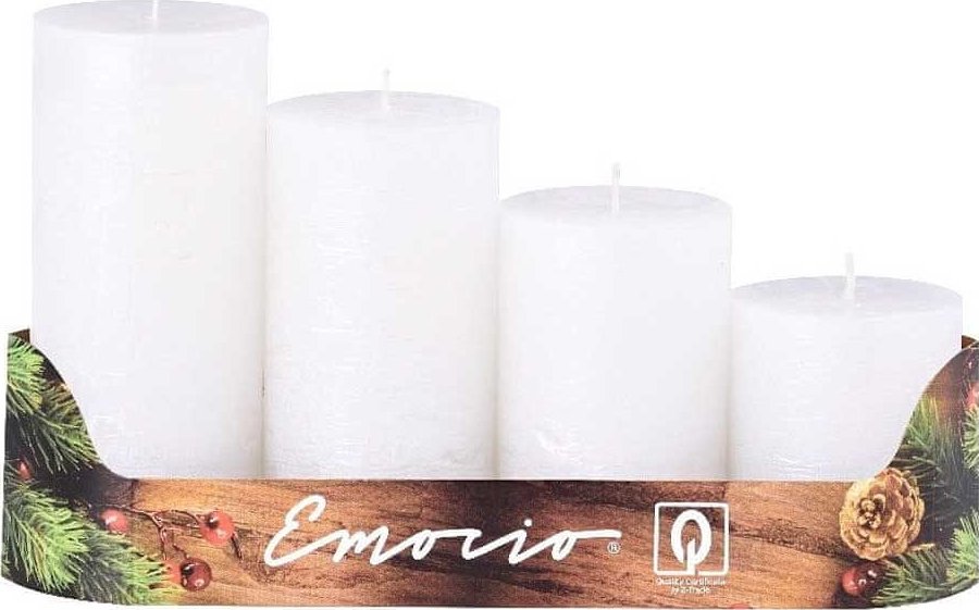 Emocio Rustikální adventní svíčky stupňovité 50 mm 4 ks perleťově bílé ...