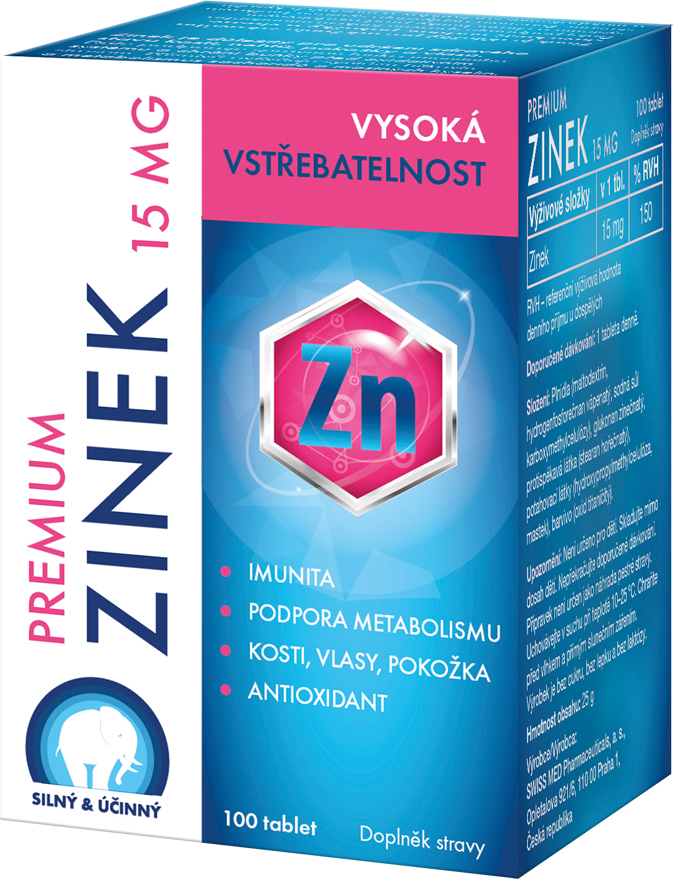SWISS MED Pharmaceuticals Premium Zinek 15 mg 100 tbl. od 119 Kč - Zbozi.cz
