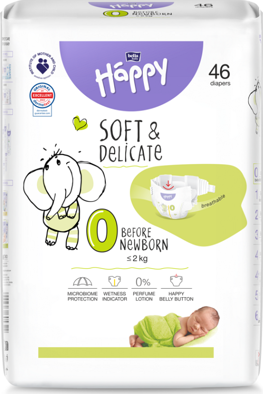 Bella Happy Soft&Delicate 0 Before Newborn 2 kg 46 ks od 145 Kč - Zbozi.cz