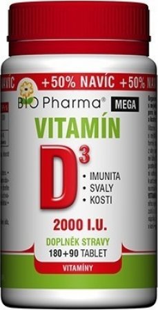 Bio Pharma Vitamín D3 Mega 2000 IU 180 + 90 tbl. od 156 Kč - Zbozi.cz