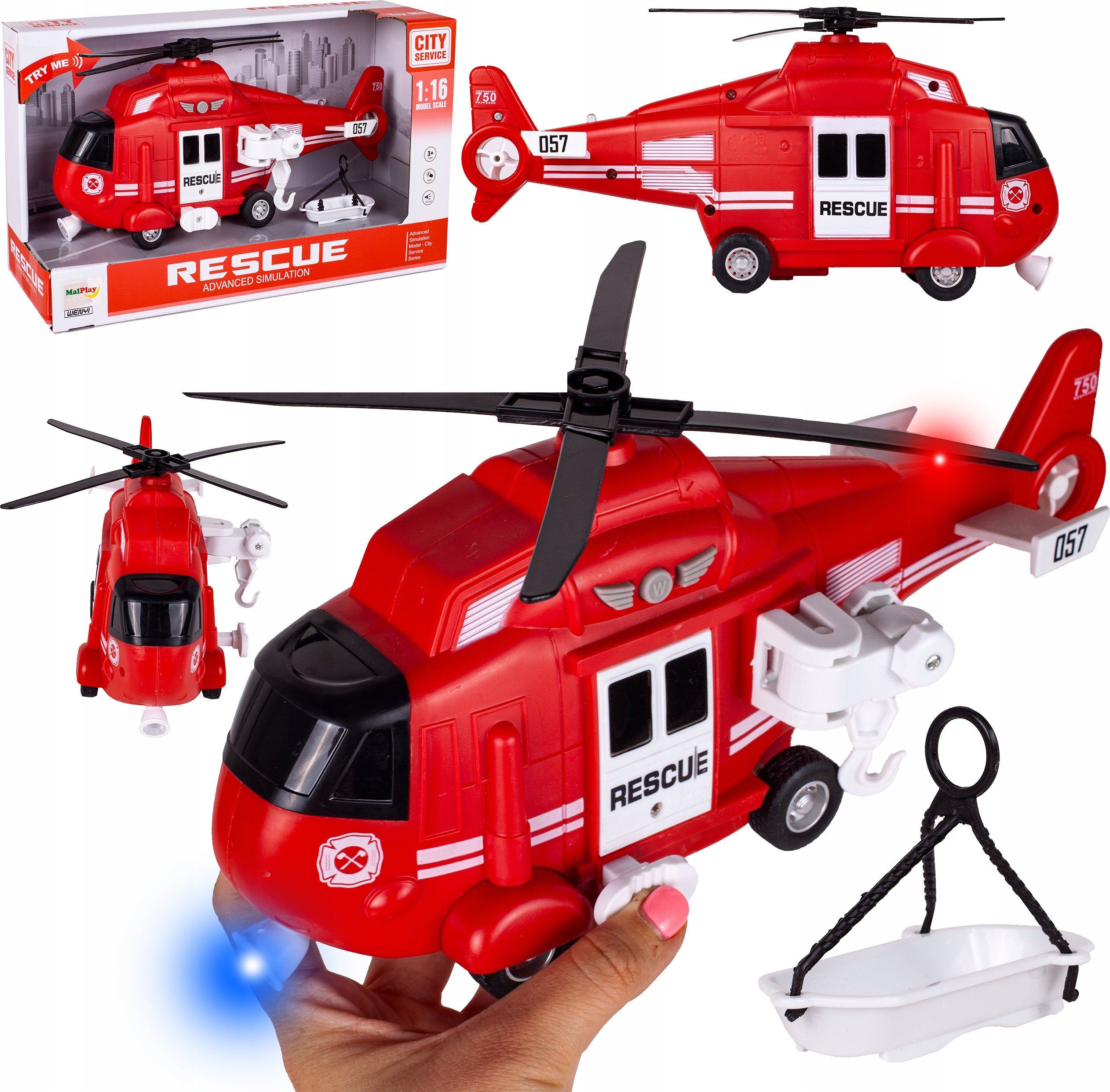 City Rescue interaktivní vrtulník se světly a zvuky 1:16 červený - Zbozi.cz
