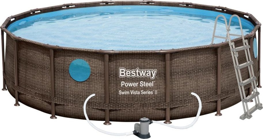Bestway Swim Vista Rattan 4,88 x 1,22 m + kartušová filtrace, schůdky ...