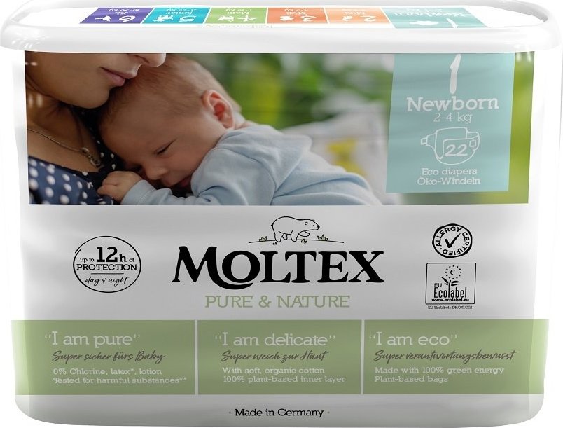 Moltex Pure & Nature Newborn 2-4 kg 22 ks od 152 Kč - Zbozi.cz