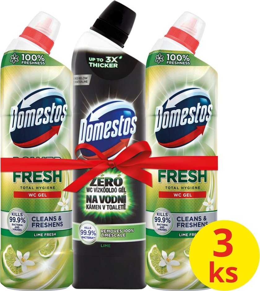 Domestos Total Hygiene WC gel 2x 700 ml Lime Fresh + Domestos na vodní ...