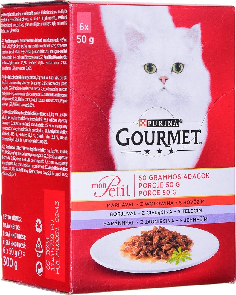 Purina Gourmet Mon Petit Adult kapsička Beef/Veal/Lamb 6x 50 g od 83 Kč ...