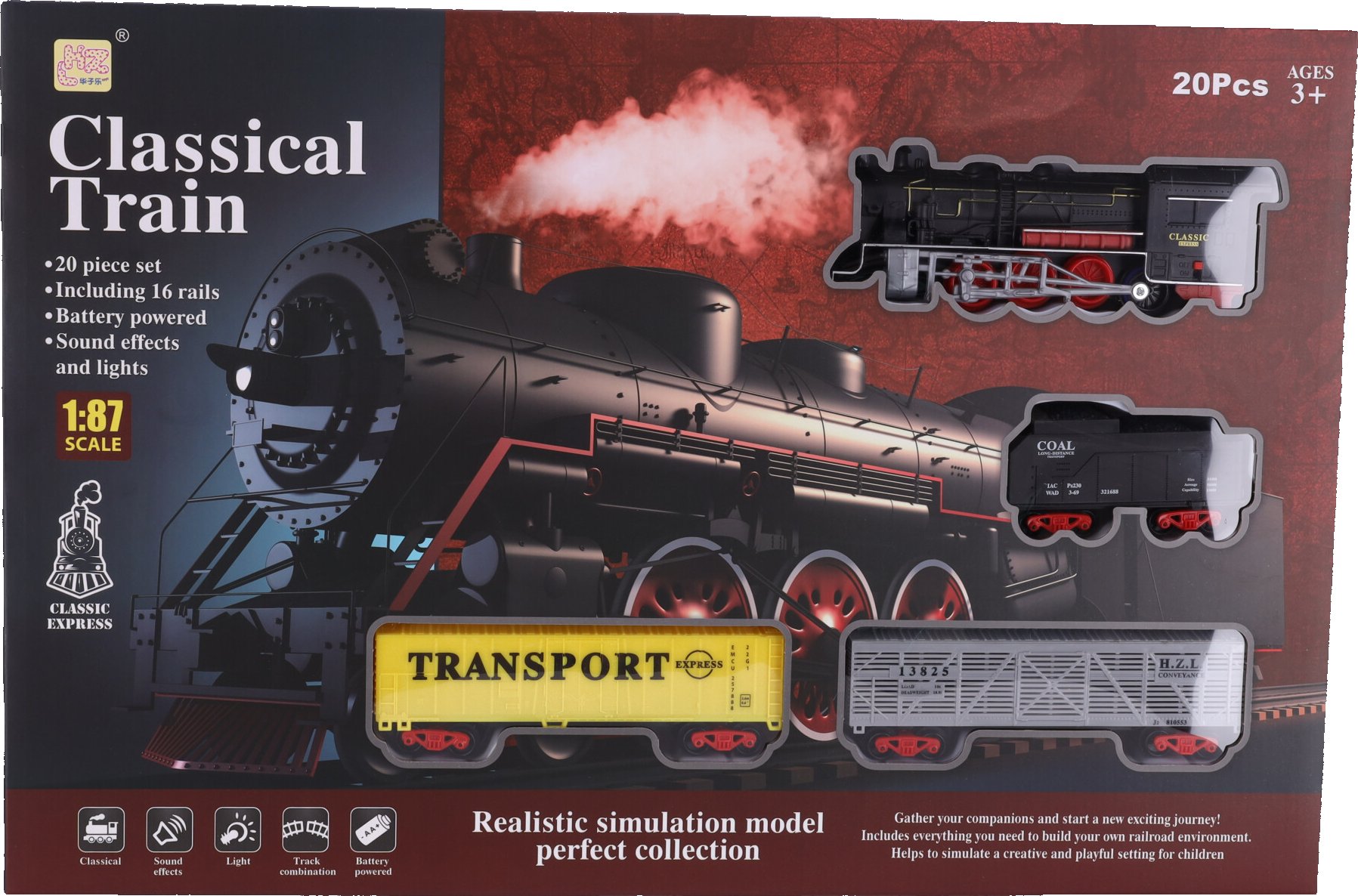 Classical Train elektrický vlak s kolejemi, světlem a zvukem 1:87 20 ks ...