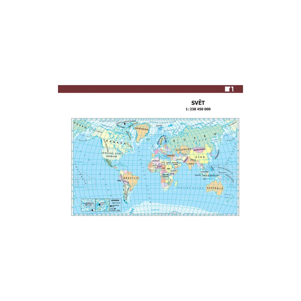 Foto Náplň do diáře ADK Náplň do diáře mapa světa a časových pásem A5 ...