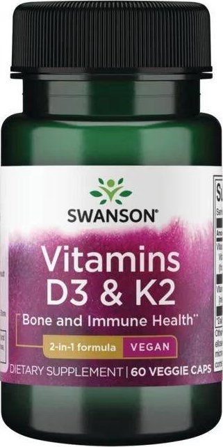 Swanson Vitamins D3 & K2 veganská kapsle 60 cps. od 273 Kč - Zbozi.cz