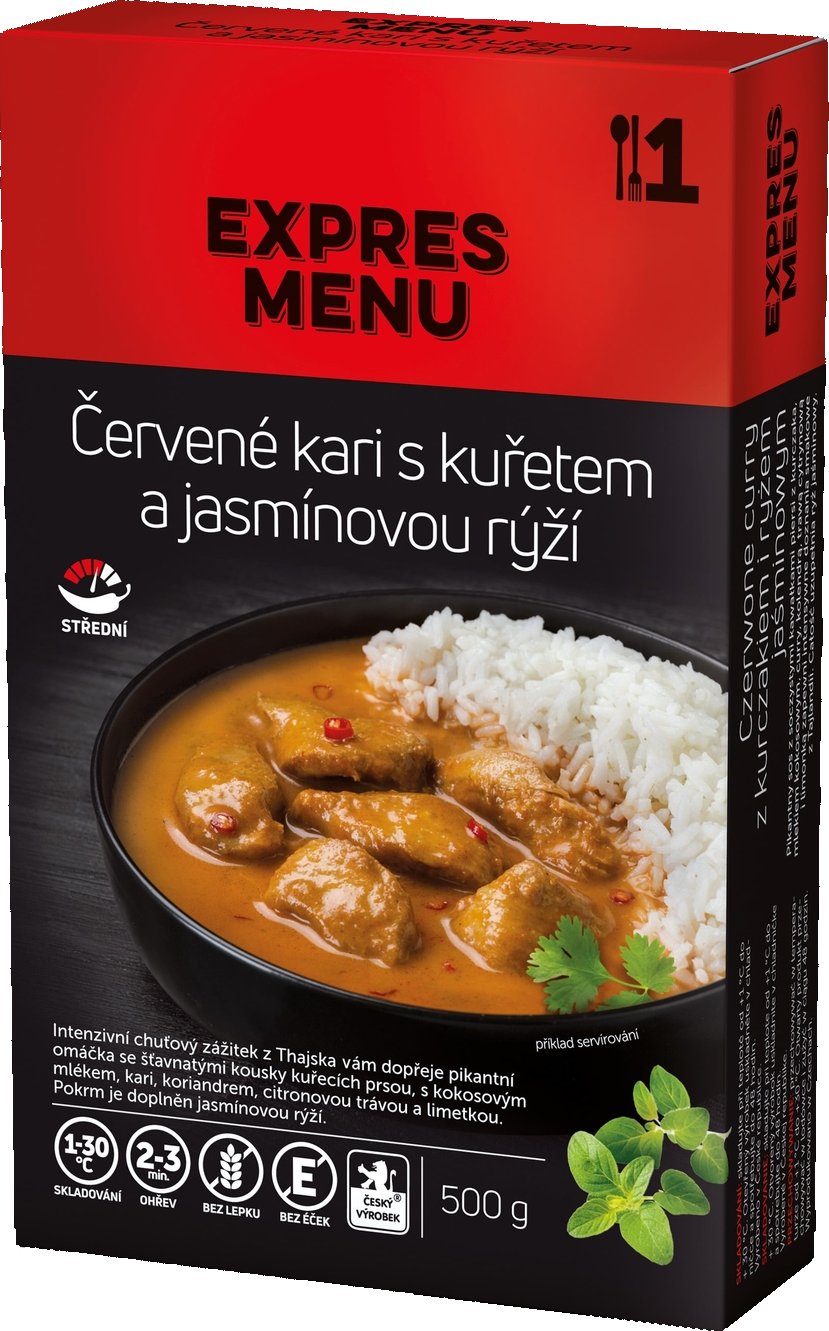 EXPRES MENU Červené kari s kuřetem a jasmínovou rýží 500 g od 157 Kč ...