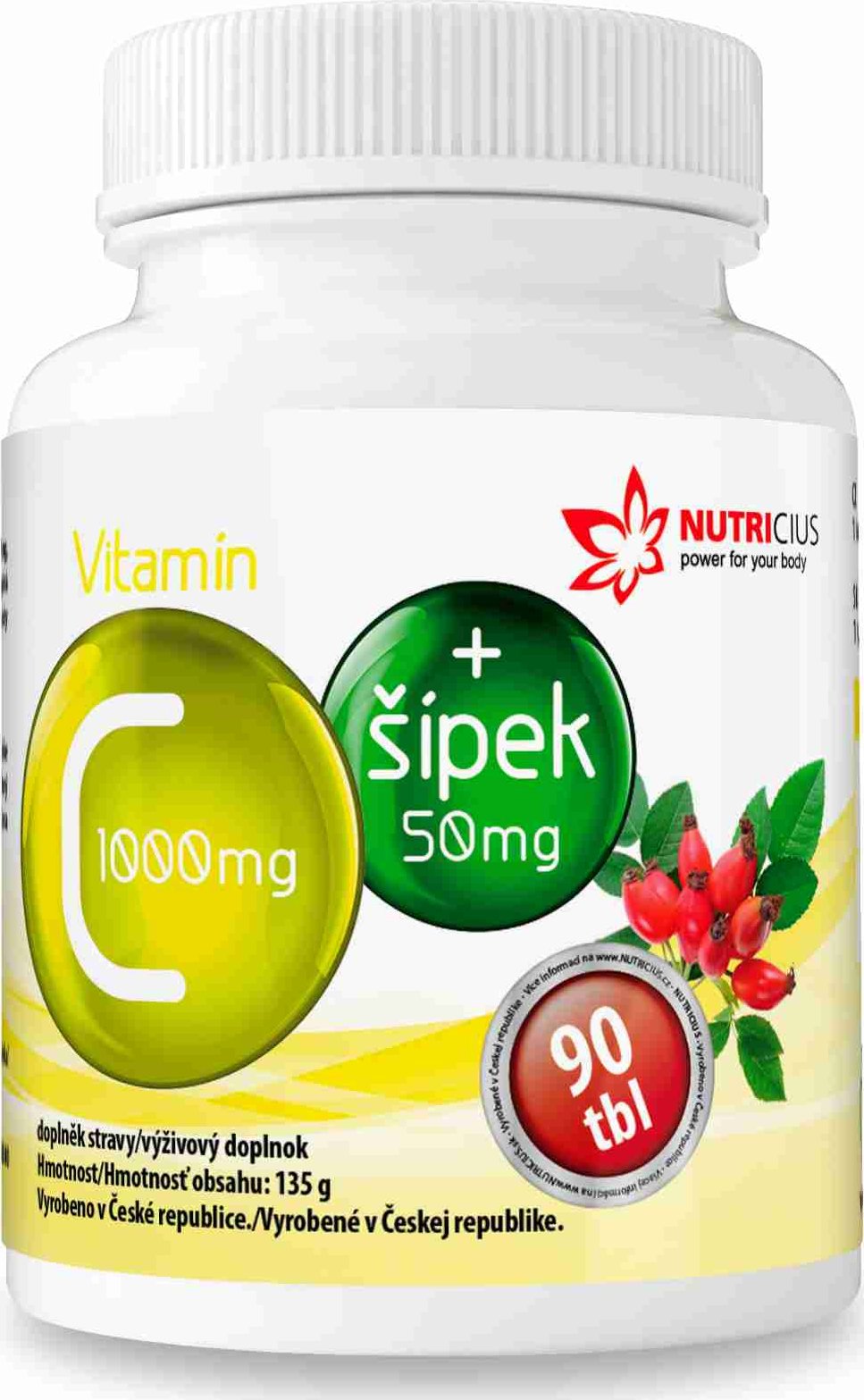 Nutricius Vitamín C s šípky 1000 mg 90 tbl. od 129 Kč - Zbozi.cz